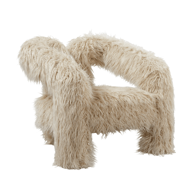 Himalaya Cream Faux Fur Statement Curved Accent Chair – Rowen Homes