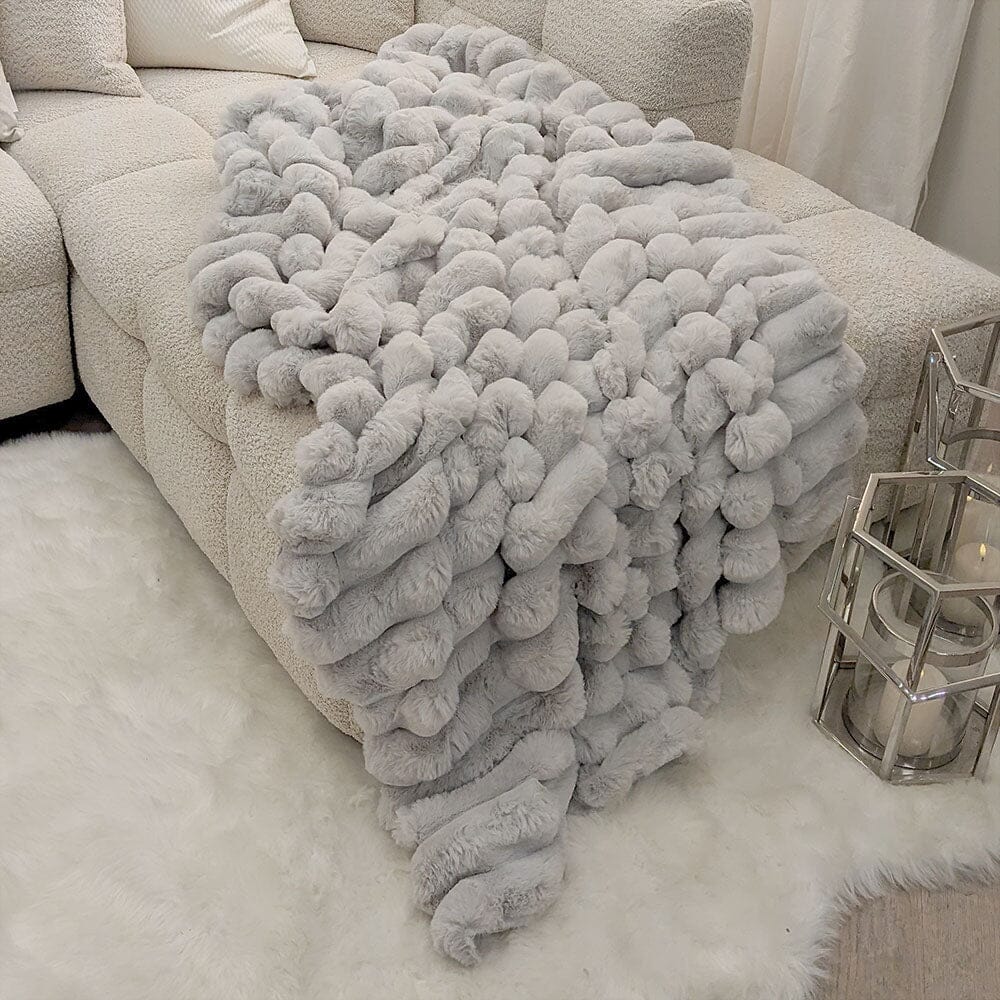 Isla Grey Chunky Ribbed Faux Fur Throw – Rowen Homes