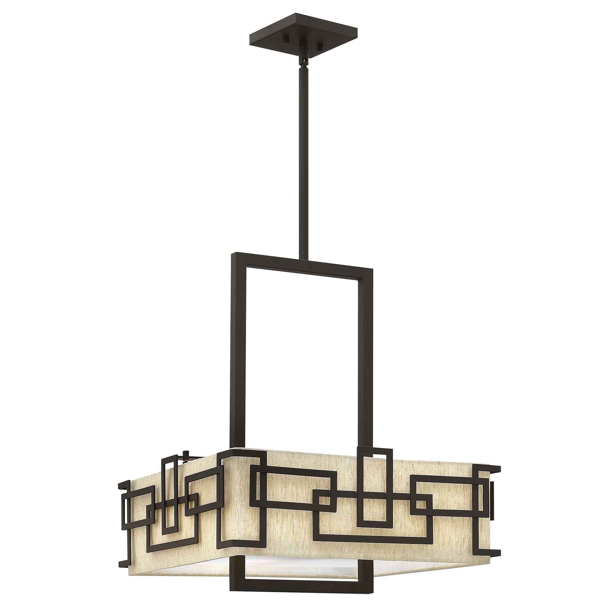 Jennifer Bronze 3 Light Pendant Ceiling Light with Linen Shade – Rowen ...