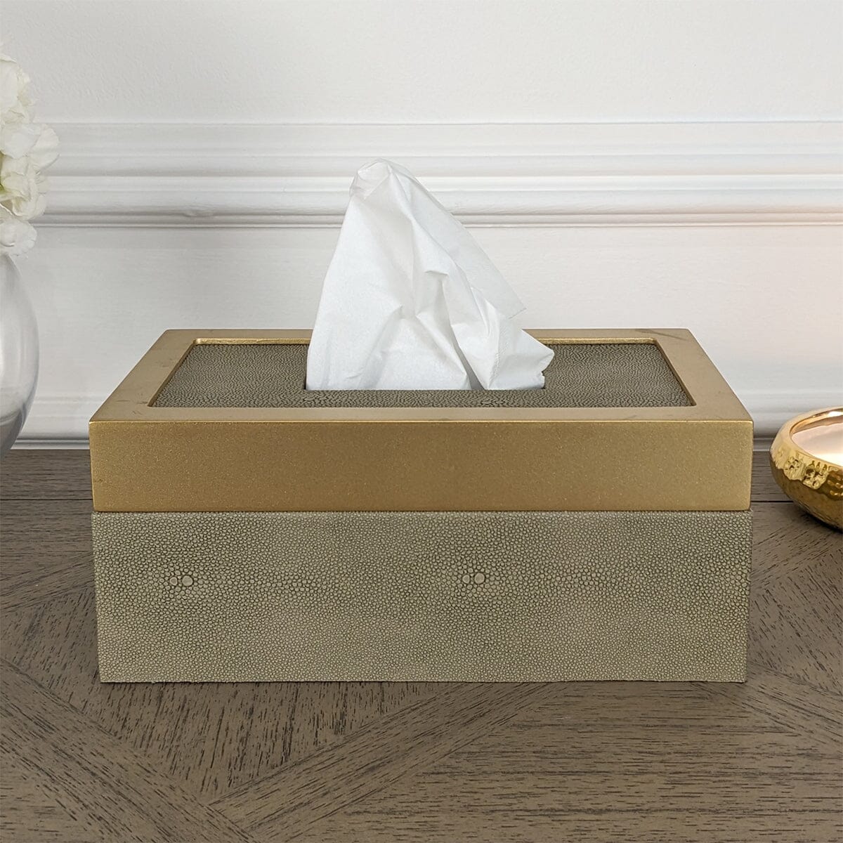 Josette Mink Shagreen & Gold Decorative Tissue Box – Rowen Homes