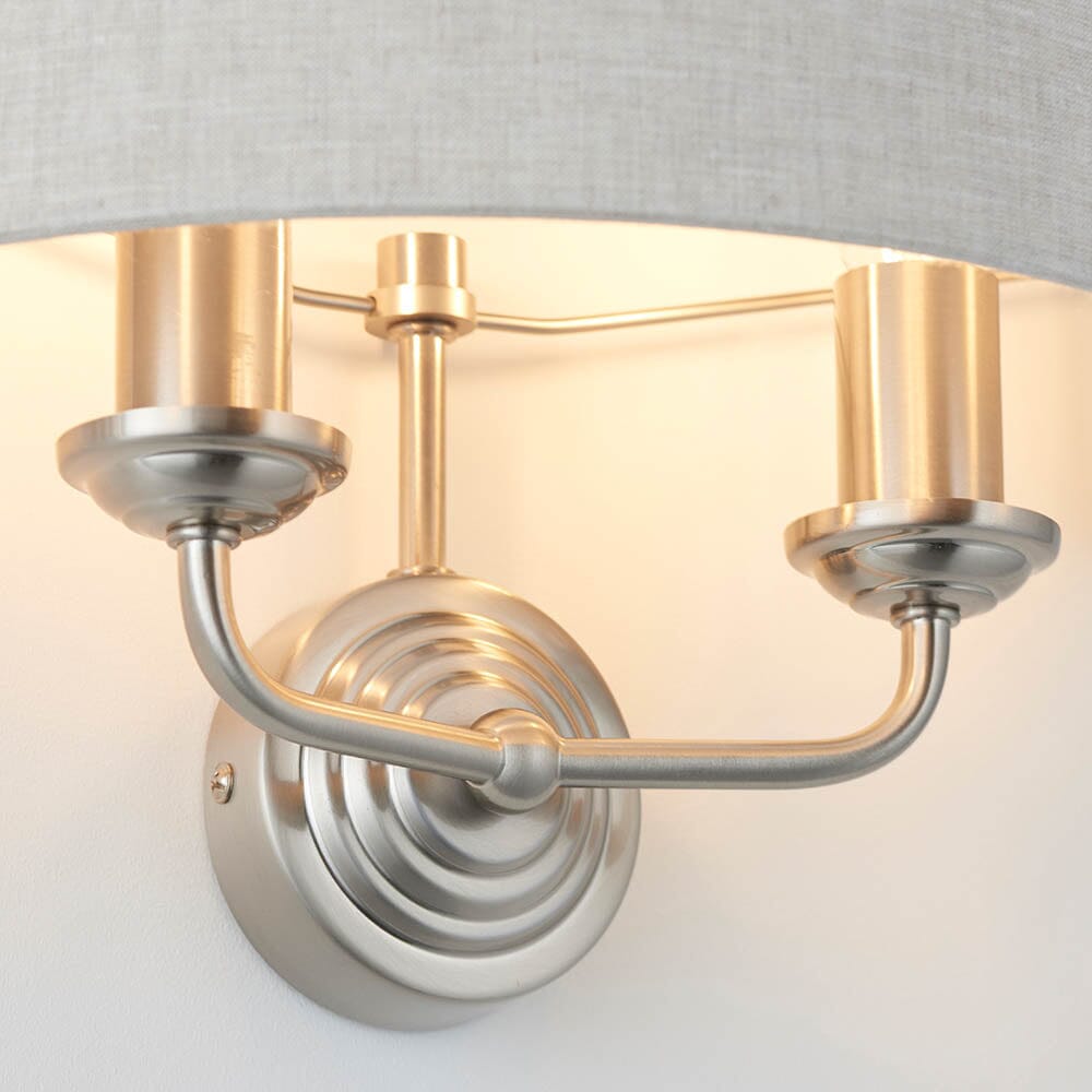 Juniper 2 Light Chrome Wall Light with Neutral Shade – Rowen Homes