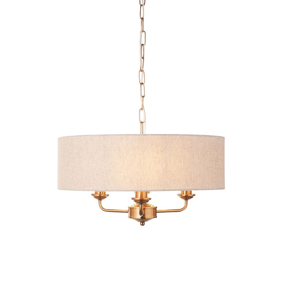 Juniper 3 Light Brass Pendant Ceiling Light with Neutral Shade – Rowen ...