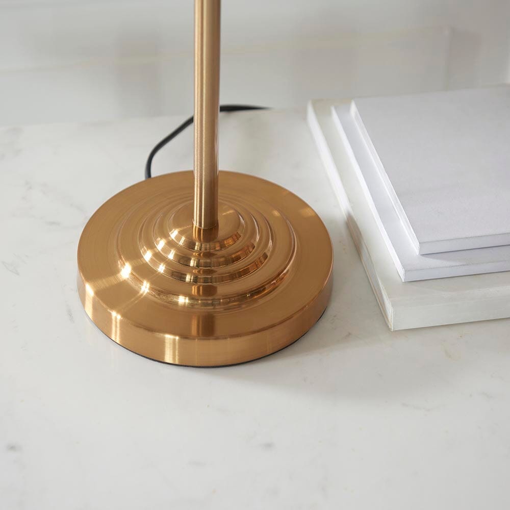 Juniper 3 Light Brass Table Lamp with Neutral Shade – Rowen Homes