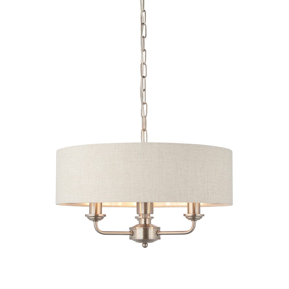 Juniper 3 Light Chrome Pendant Ceiling Light with Neutral Shade – Rowen ...