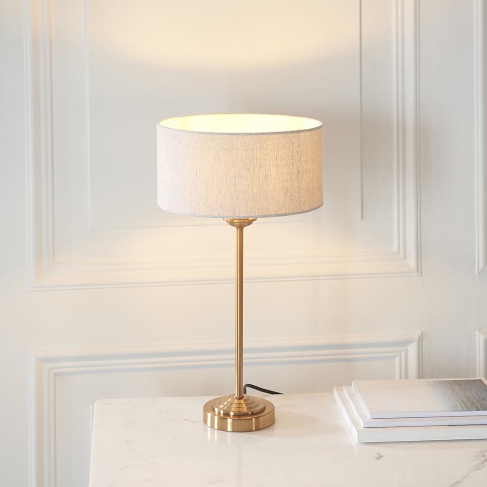 Juniper Brass Table Lamp with Neutral Shade – Rowen Homes