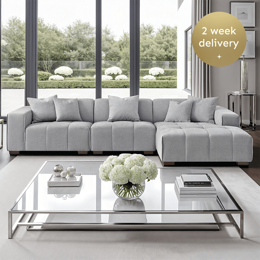 Kace Cloud Grey Boucle Tufted Sofa Range – Rowen Homes