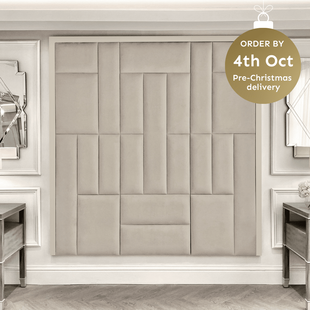 Kensington Grey & Off White Premium Abstract Headboard – Rowen Homes