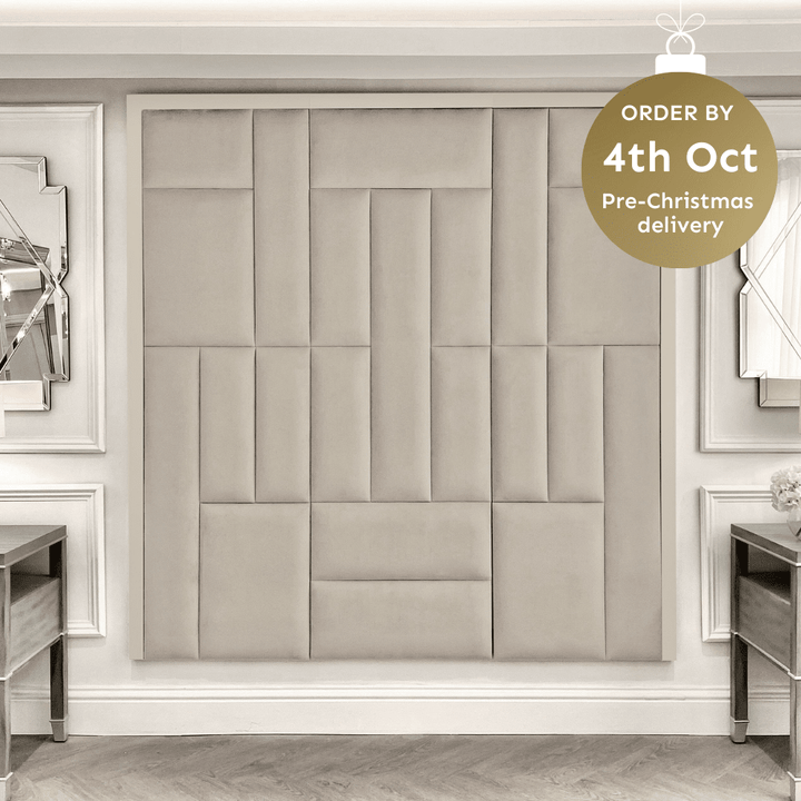 Kensington Grey & Off White Premium Abstract Headboard – Rowen Homes