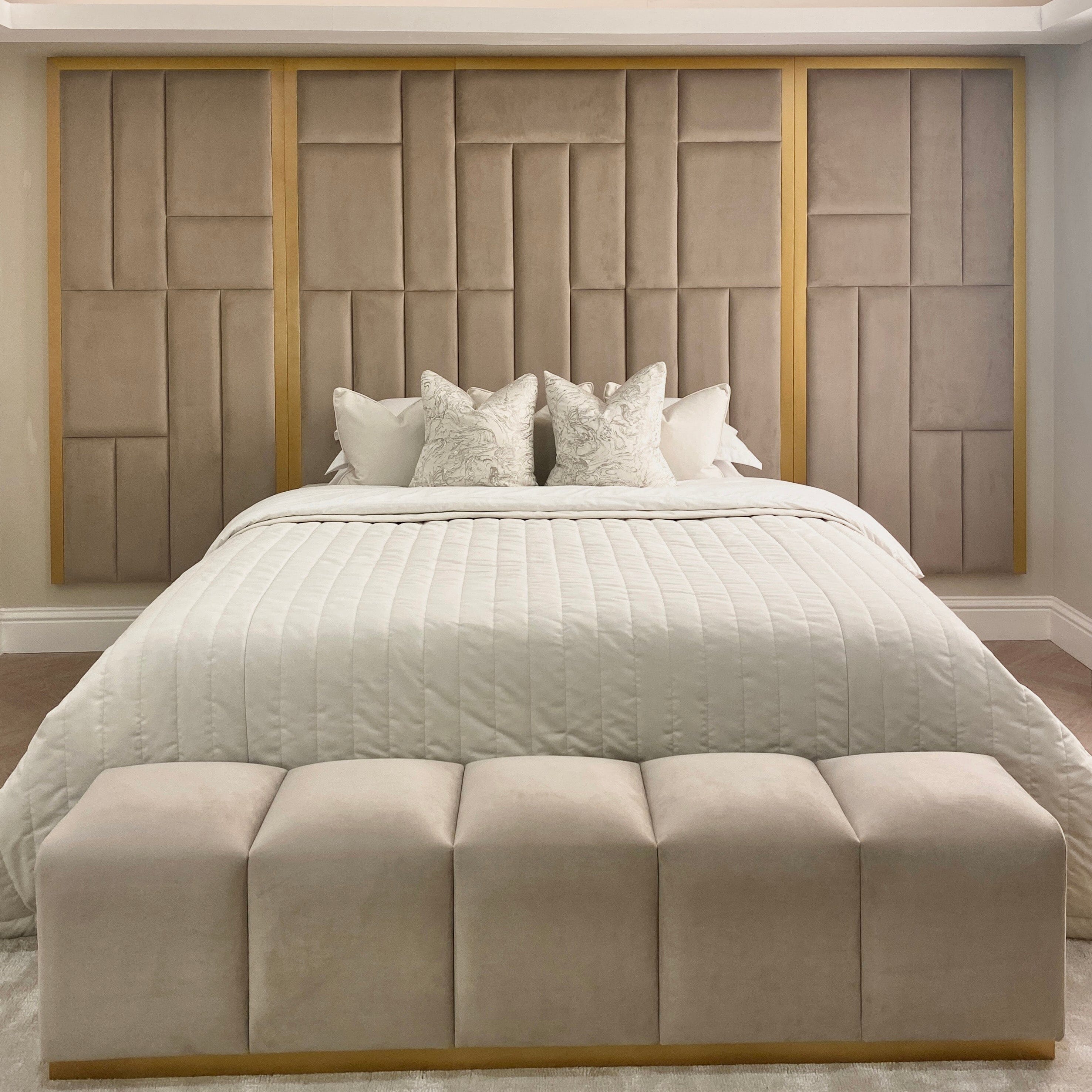 Kensington Mink & Gold Premium Abstract Headboard – Rowen Homes