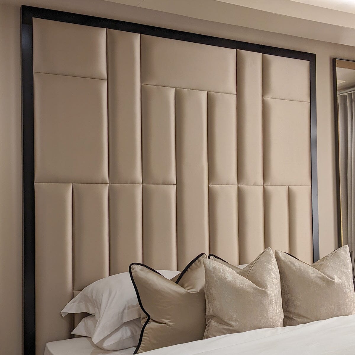 Kensington Serena Hazel Satin Premium Headboard with Black Frame ...