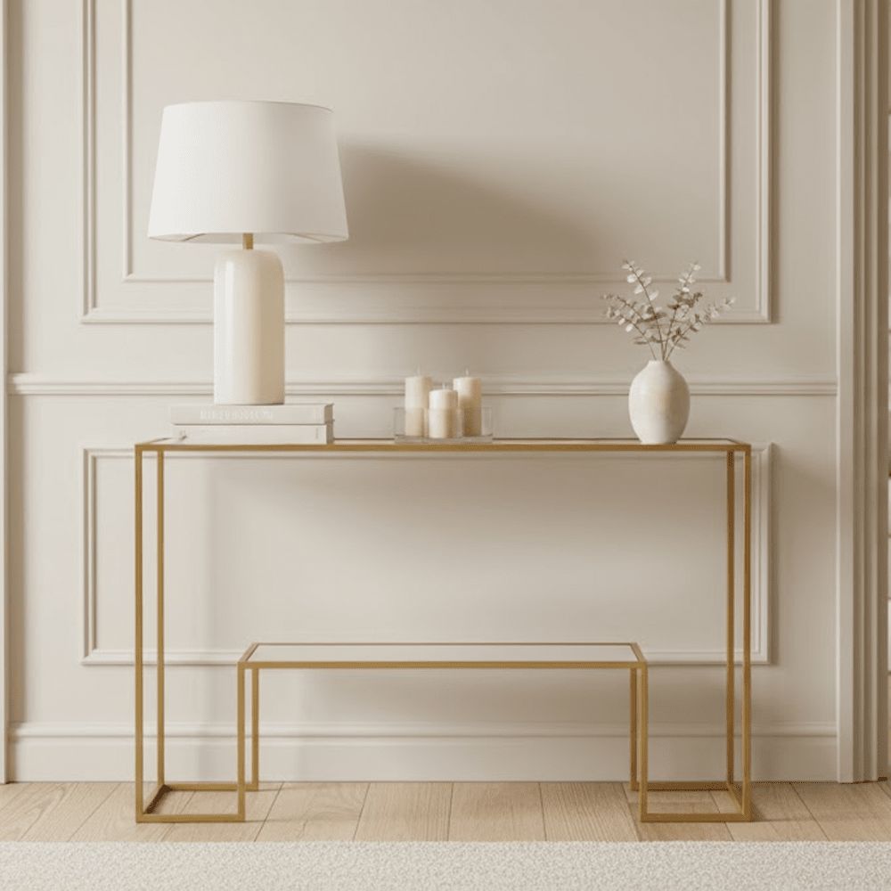 Kova Gold & Glass Console Table – Rowen Homes