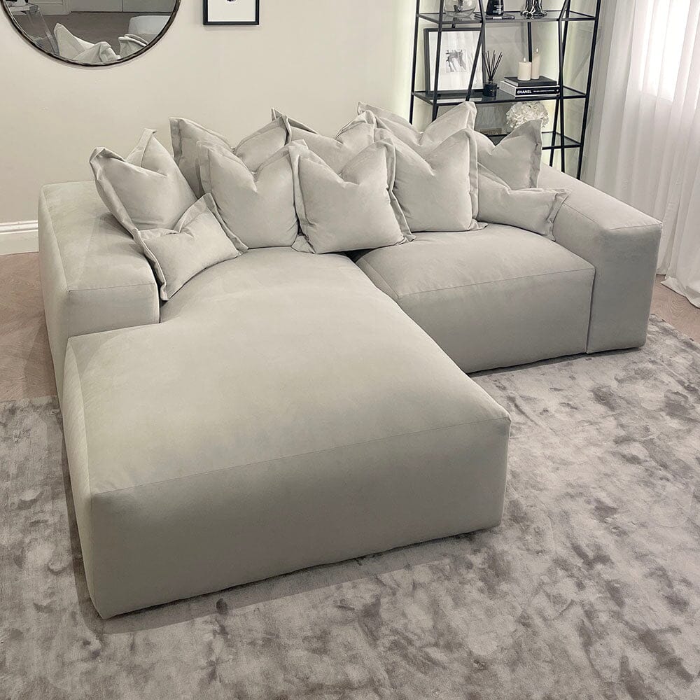 Shop Lenox Silver Velvet Pillow Back Modular Sofa Range – Rowen Homes