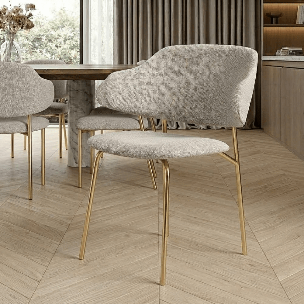Libbie Beige & Gold Dining Chair – Rowen Homes