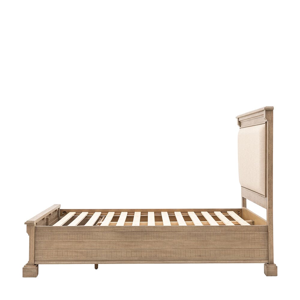 Lilliana Luxury Cream Linen & Wood Bed with Drawer Storage – Rowen Homes