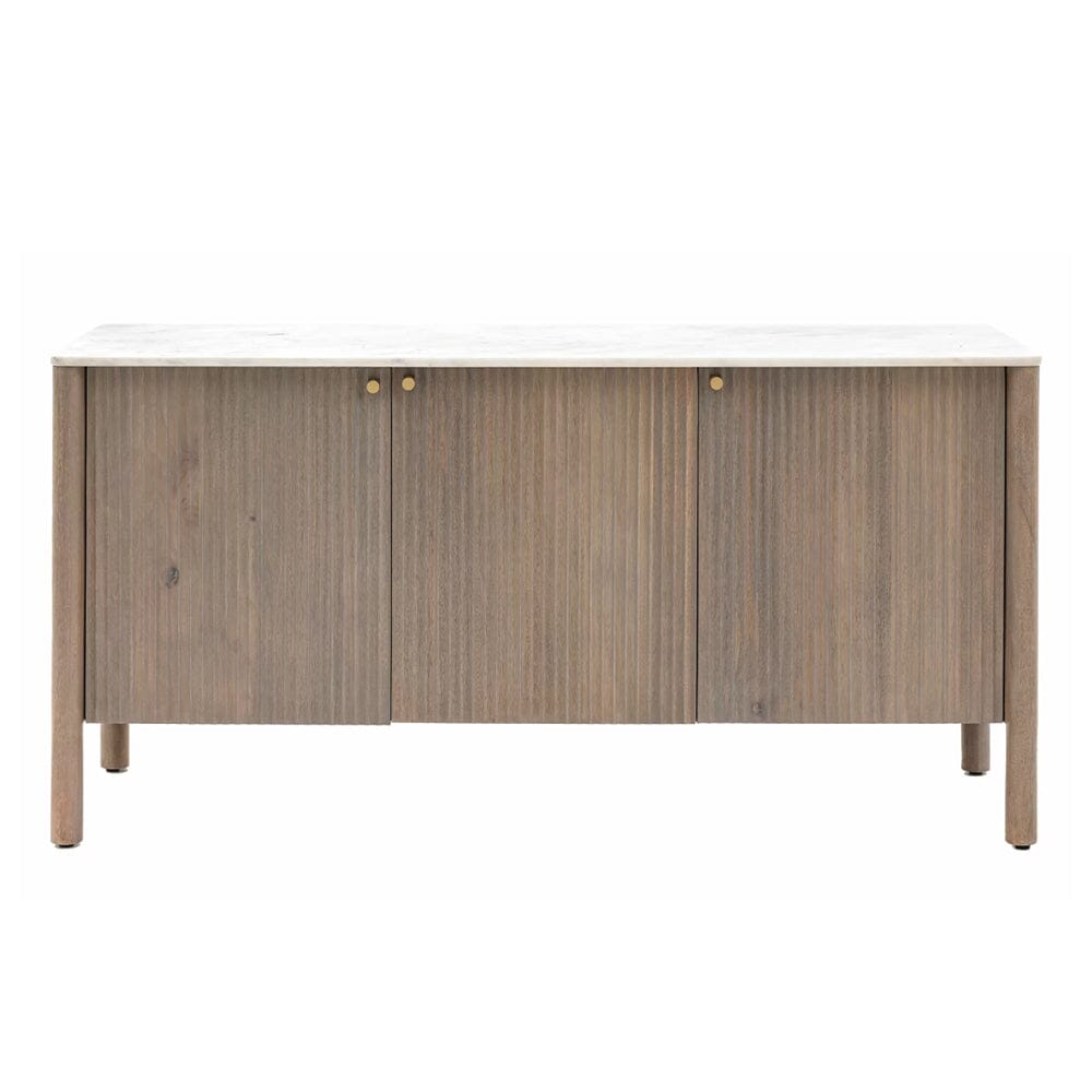 Shop Luna Mango Wood Ribbed 3 Door Sideboard with Marble Top – Rowen Homes