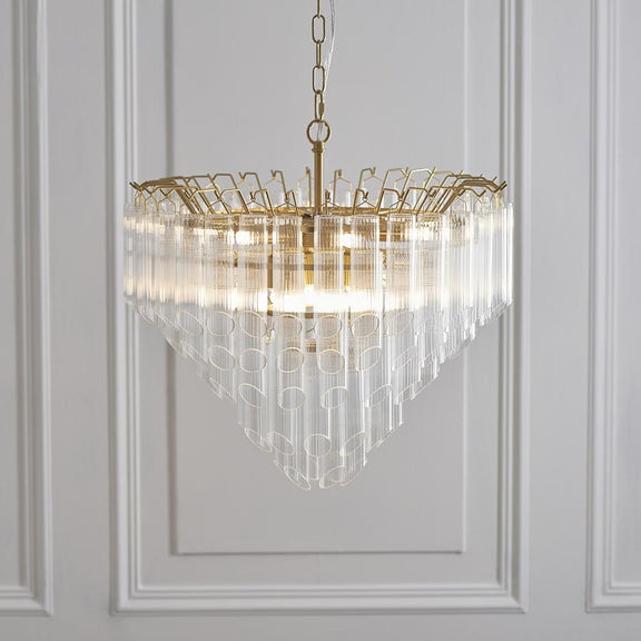 Maisie Luxury Gold & Glass 12 Light Pendant Ceiling Light – Rowen Homes