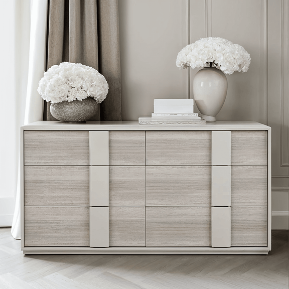 Maya Luxury Greige 6 Drawer Chest – Rowen Homes