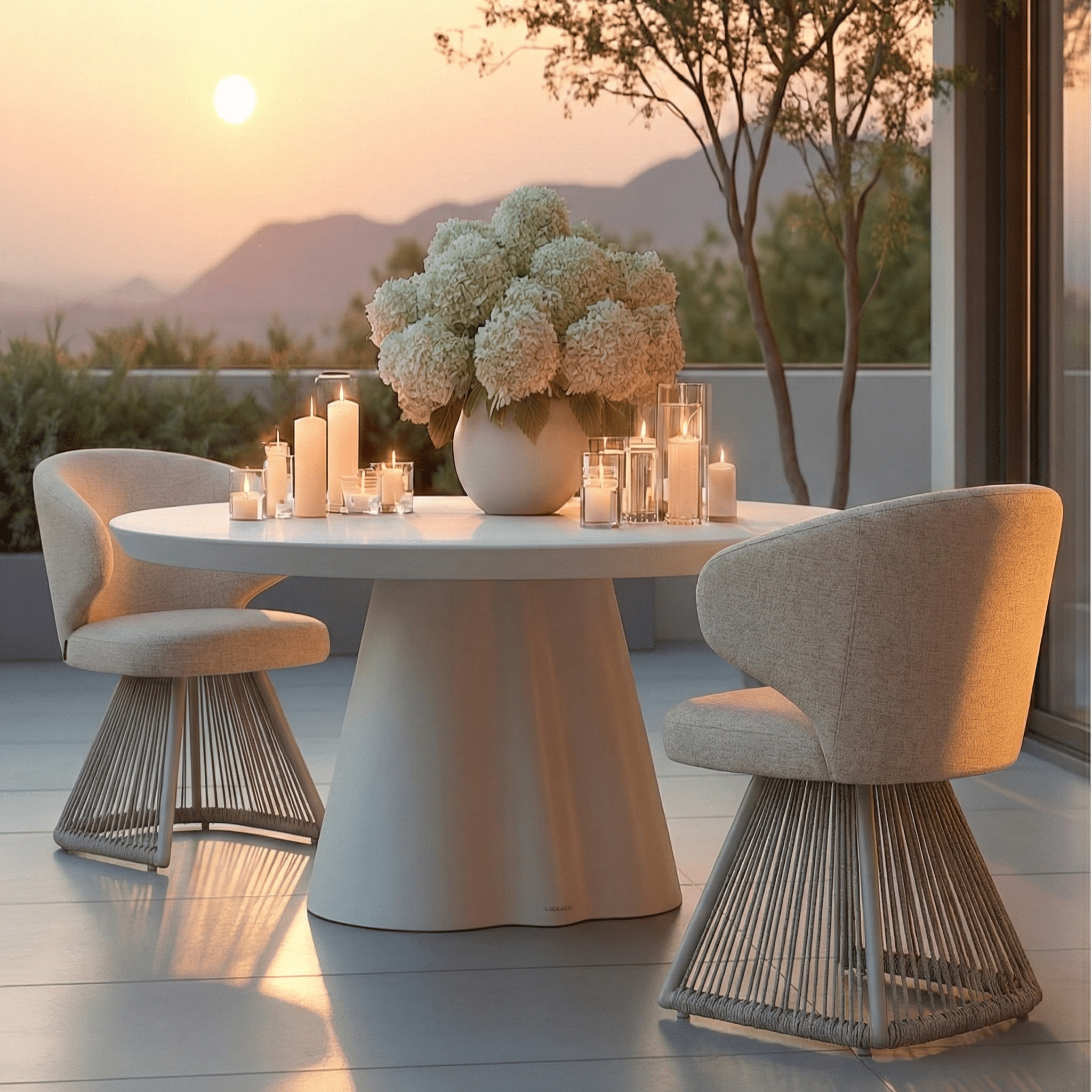 Michaela Concrete Flower Shaped Outdoor Dining Table – Rowen Homes