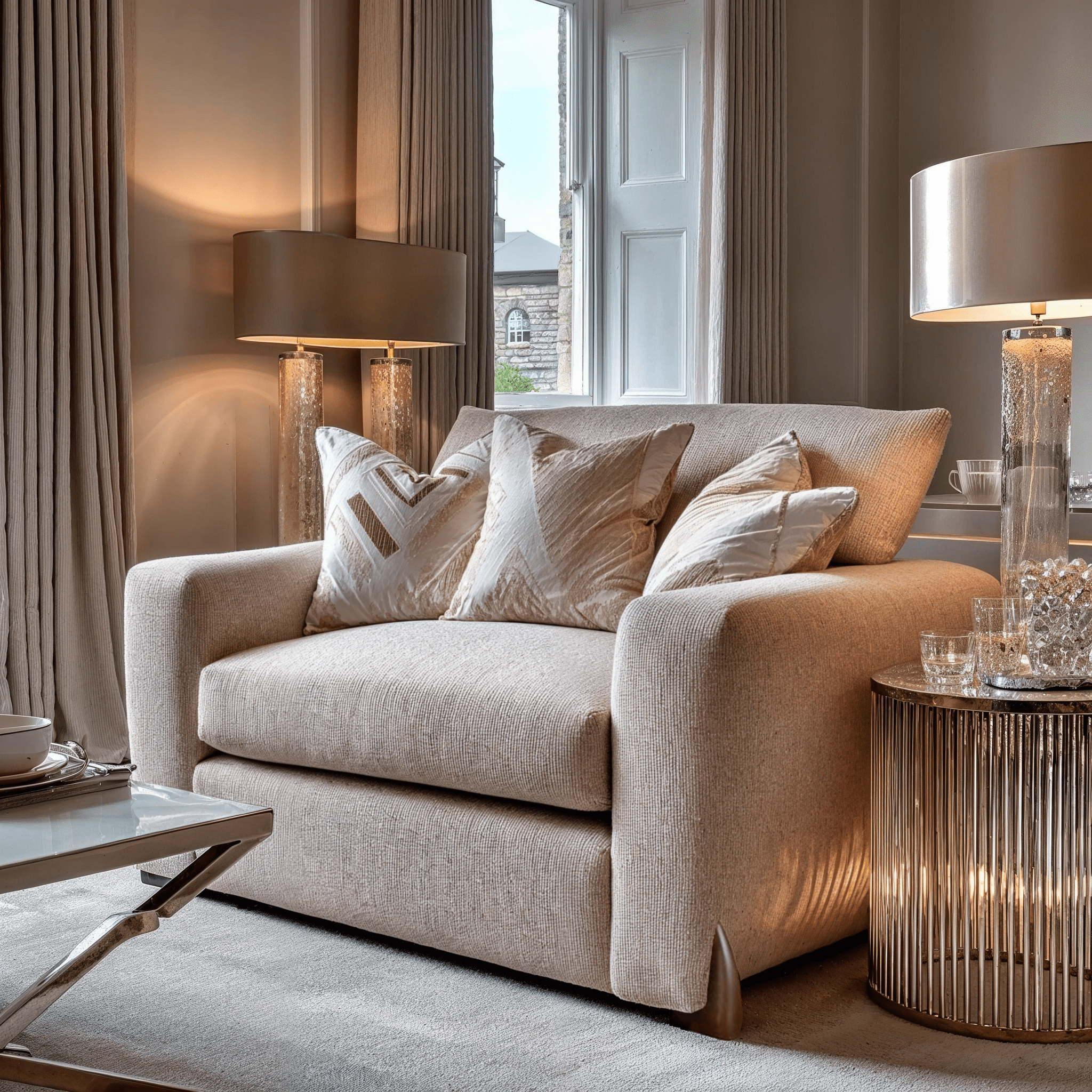 Mila Taupe Soft Textured Sofa Range with Gold Feet – Rowen Homes