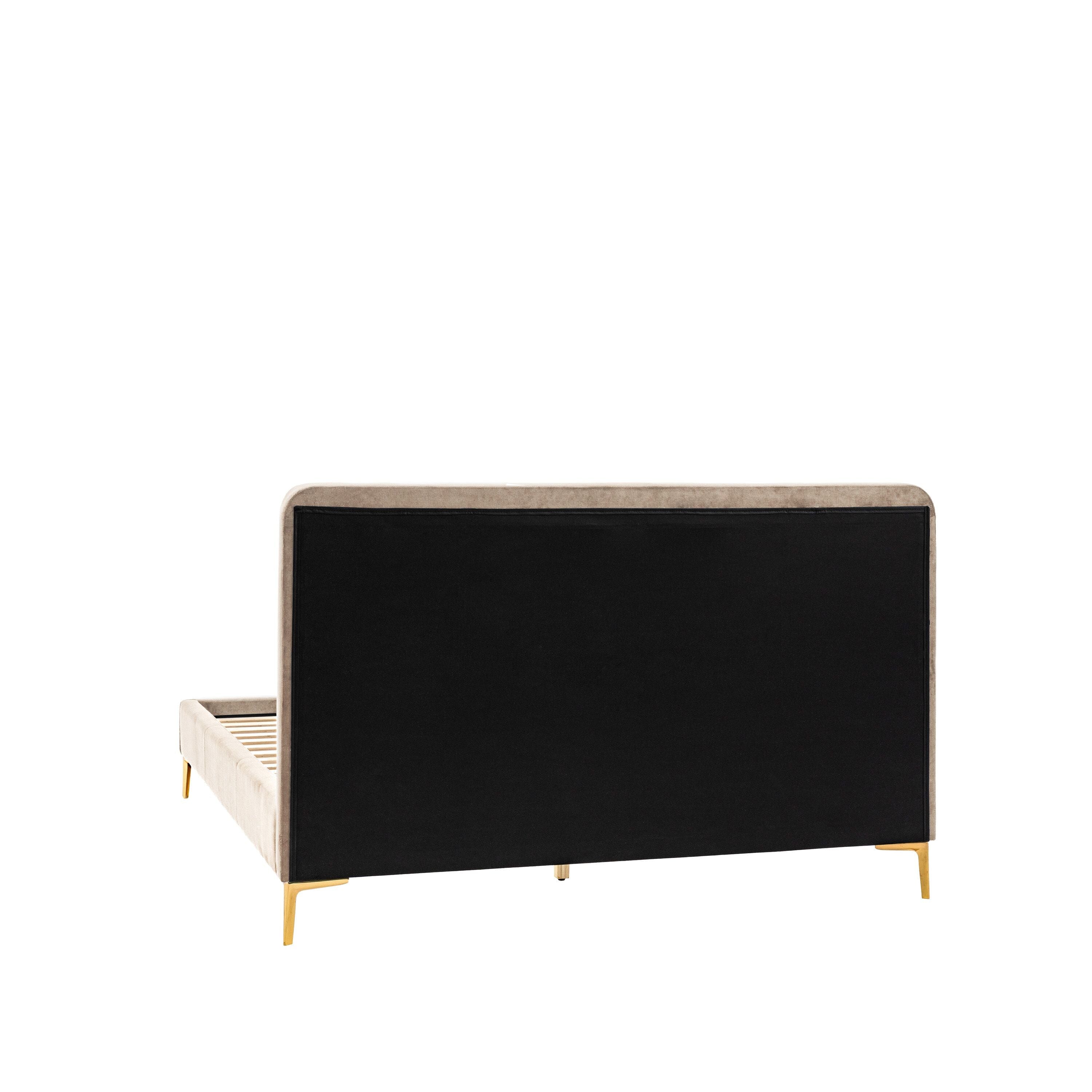 Mirabella Latte Velvet Luxury Channelled Bed with Gold Feet – Rowen Homes