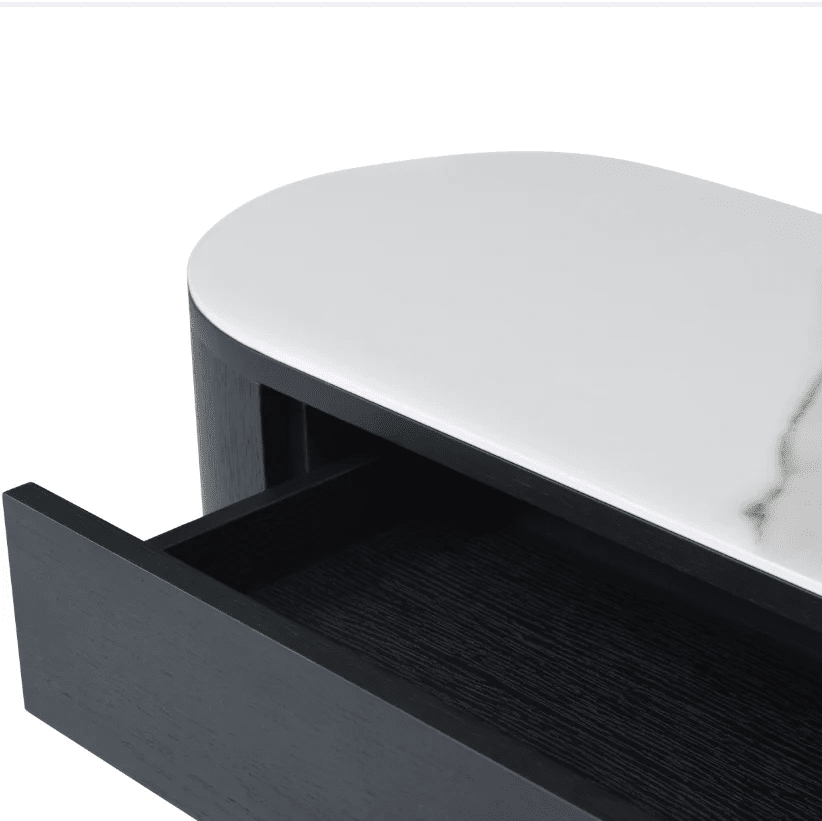 Monroe Black Console Table with Marble Top – Rowen Homes