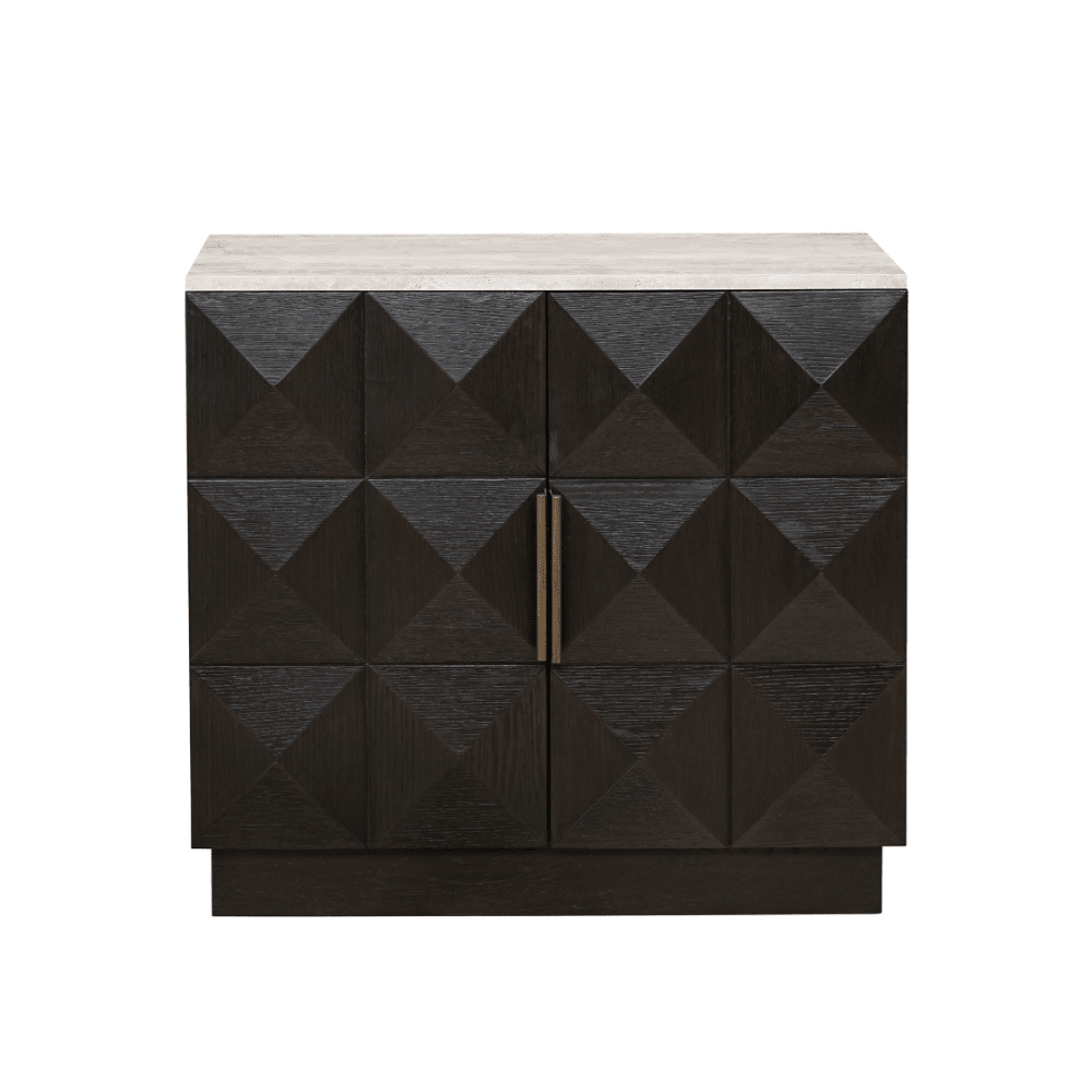 Norah Deep Brown 2 Door Sideboard with Travertine Top – Rowen Homes