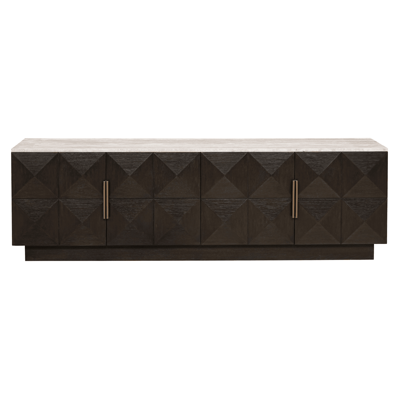 Norah Deep Brown 4 Door TV Unit with Travertine Top – Rowen Homes