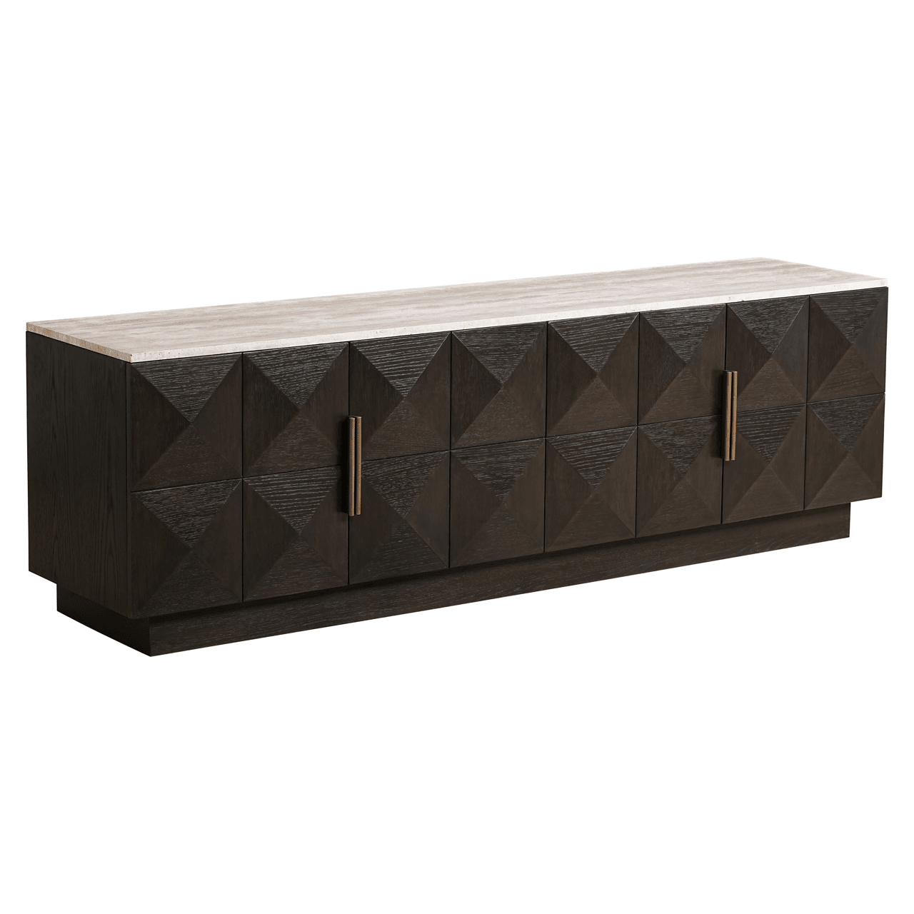Norah Deep Brown 4 Door TV Unit with Travertine Top – Rowen Homes