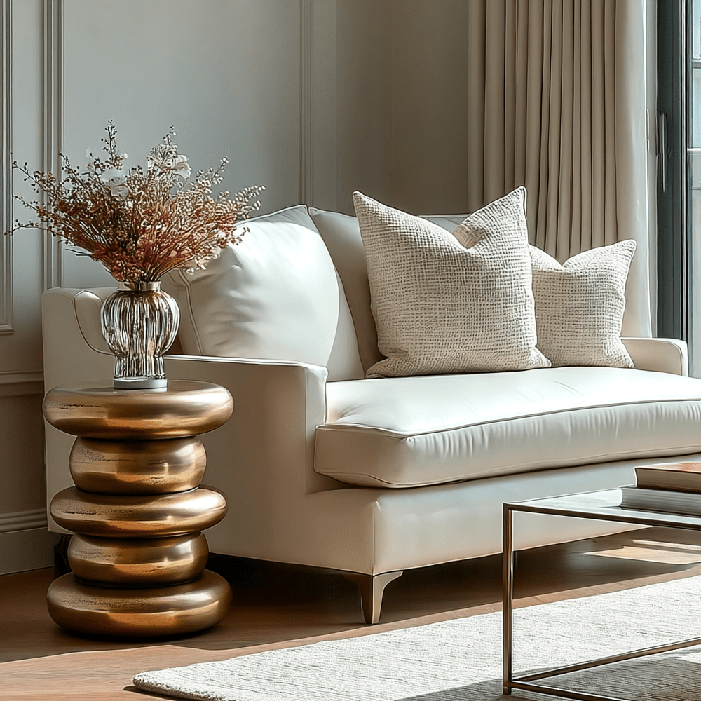 Noralle Brushed Gold Side Table – Rowen Homes