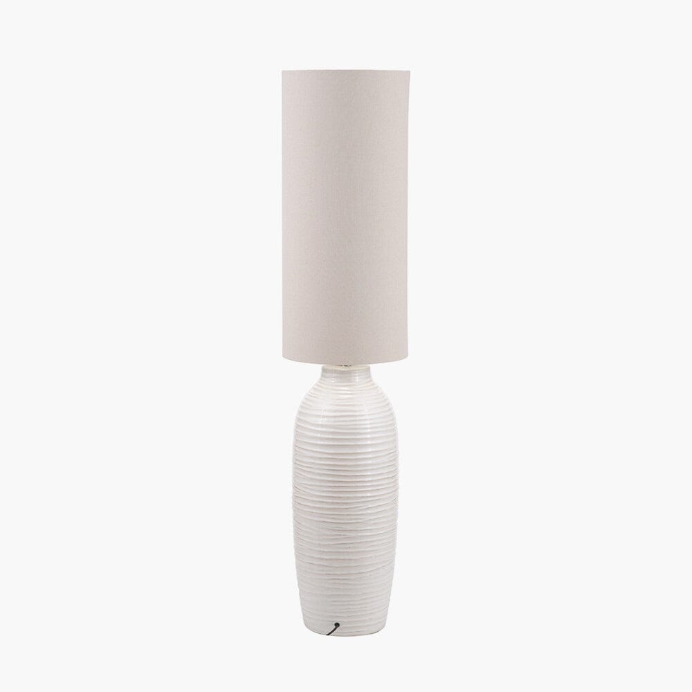 Nyelle White Textured Ceramic Floor Lamp with Linen Shade – Rowen Homes