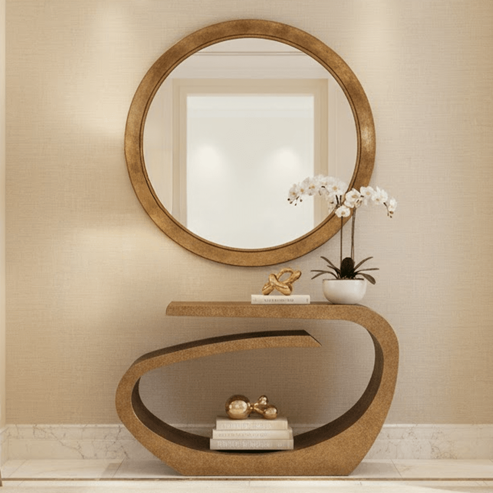 Oville Brushed Gold Abstract Console Table – Rowen Homes