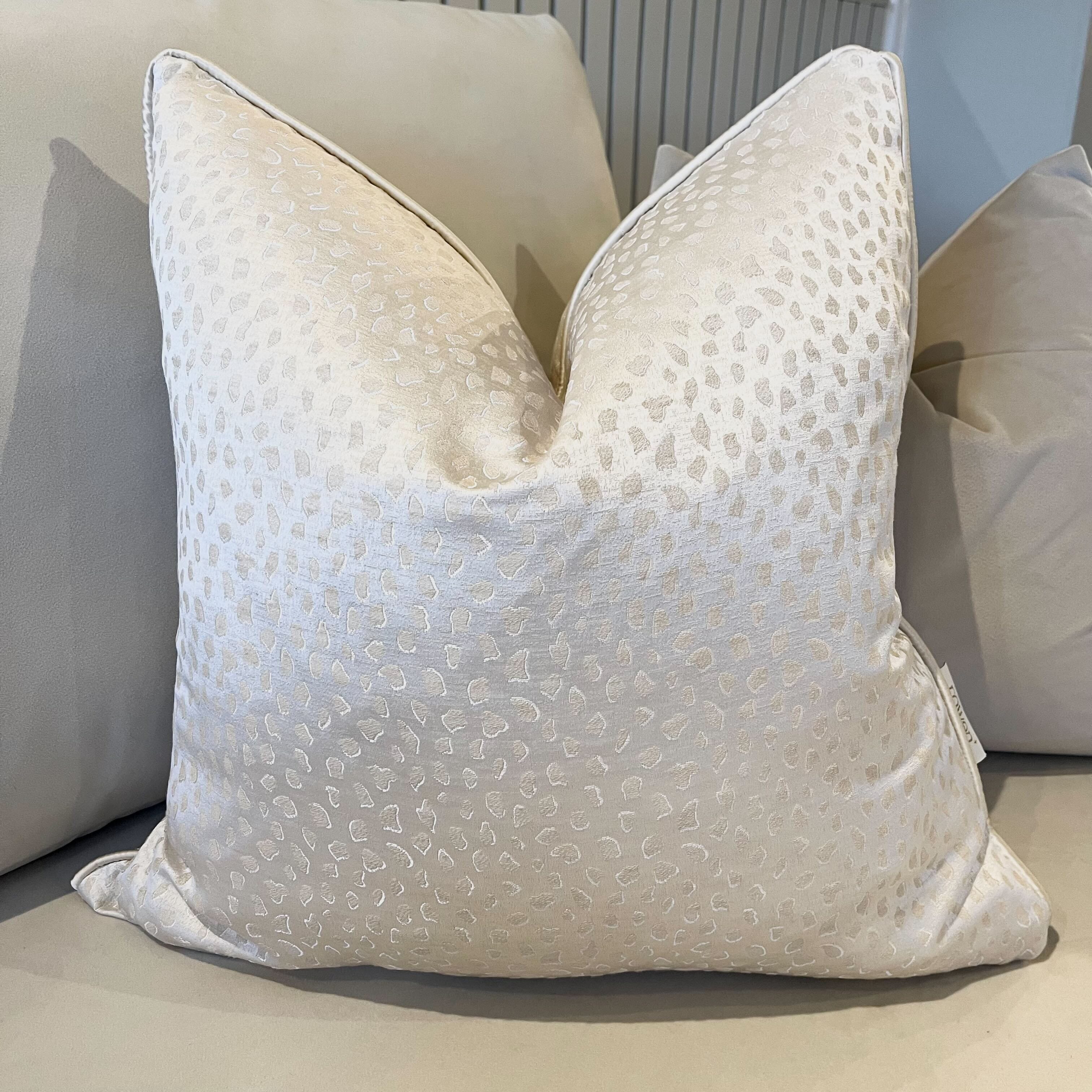 Panthera Ivory Cushion with Satin Pipe- 50x50cm – Rowen Homes