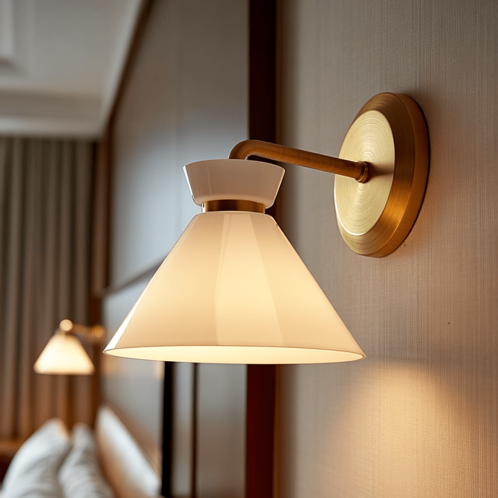 Pilar Gold Wall Light with Opal Shade – Rowen Homes