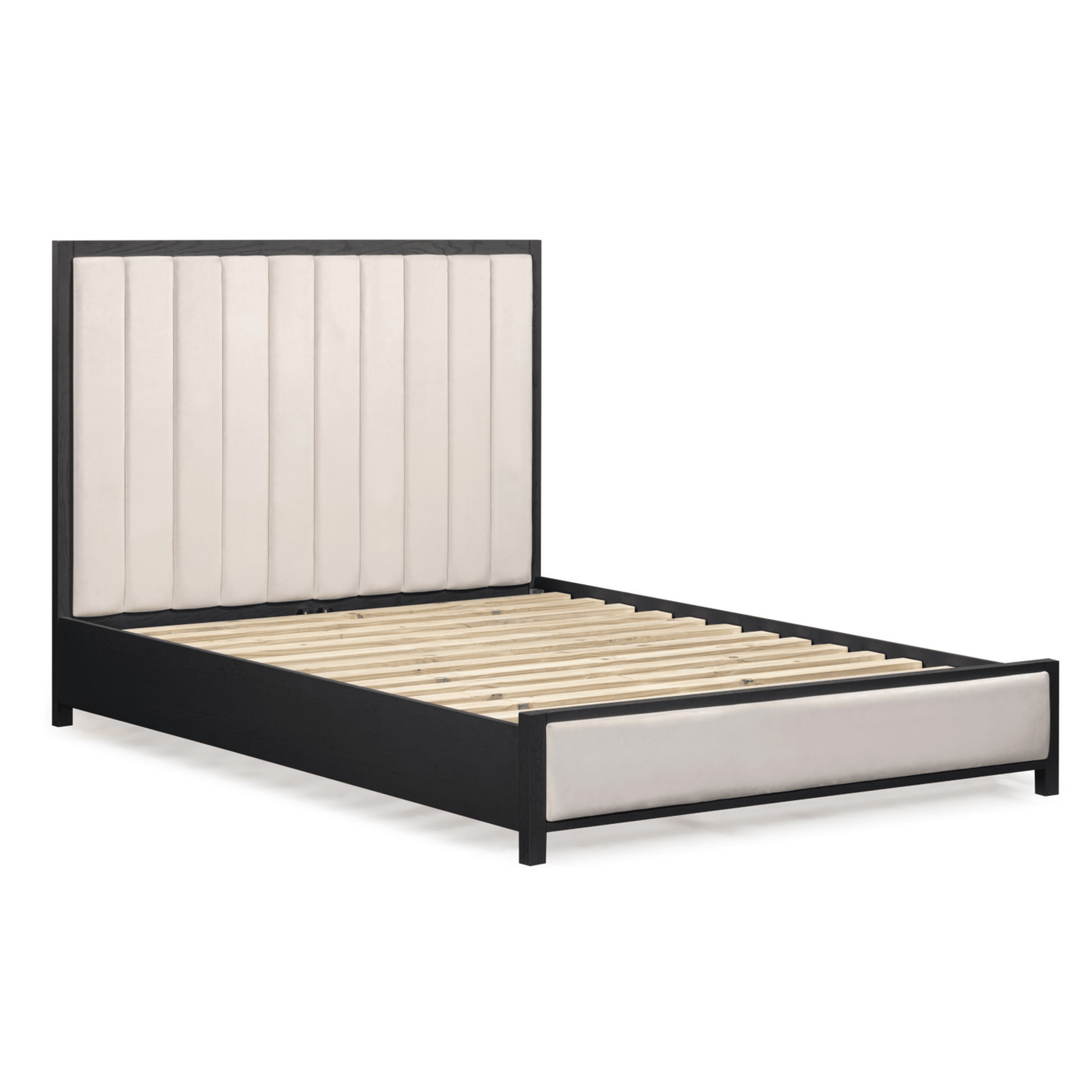 Soho Cream Velvet Bed with Black Wood Frame – Rowen Homes