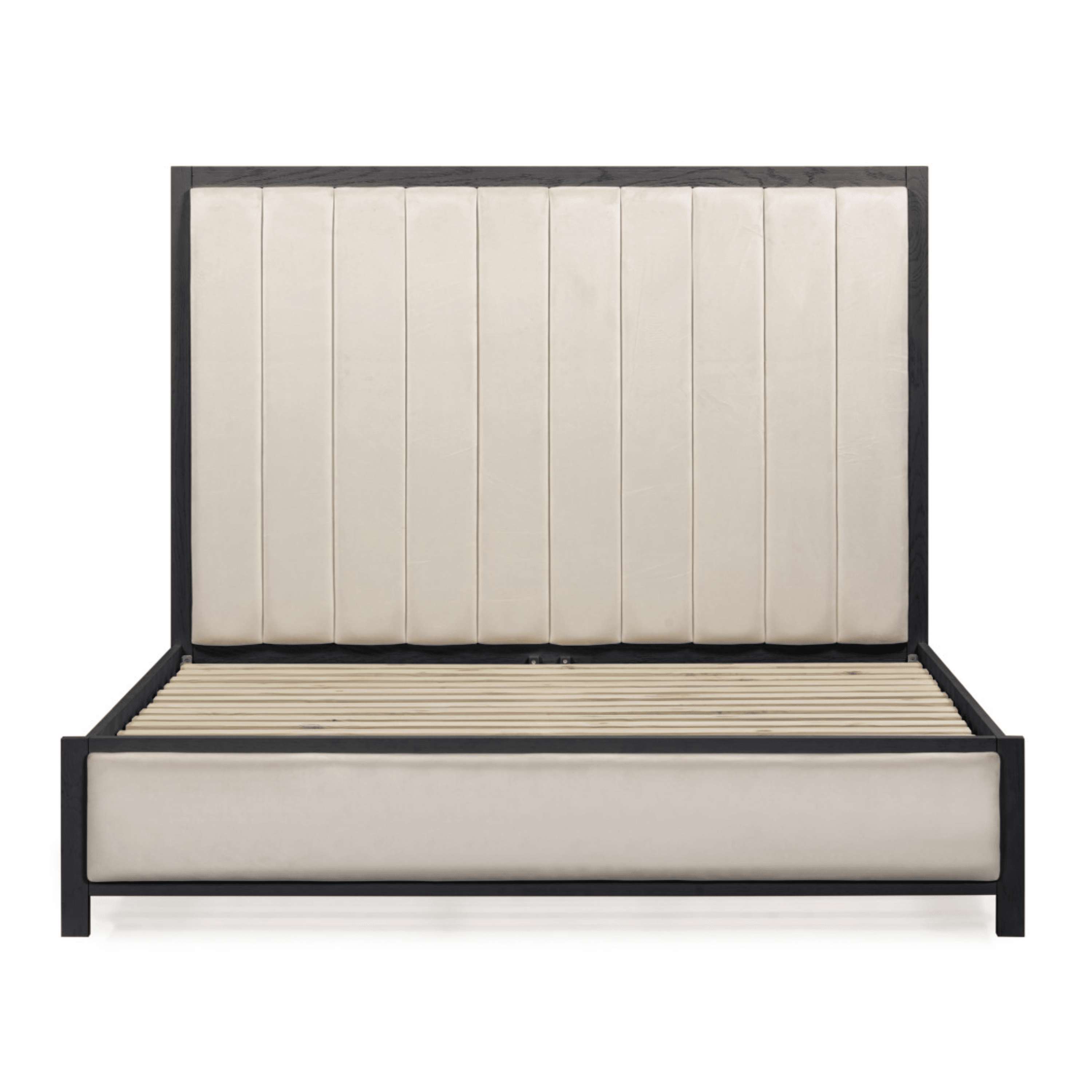 Soho Cream Velvet Bed with Black Wood Frame – Rowen Homes