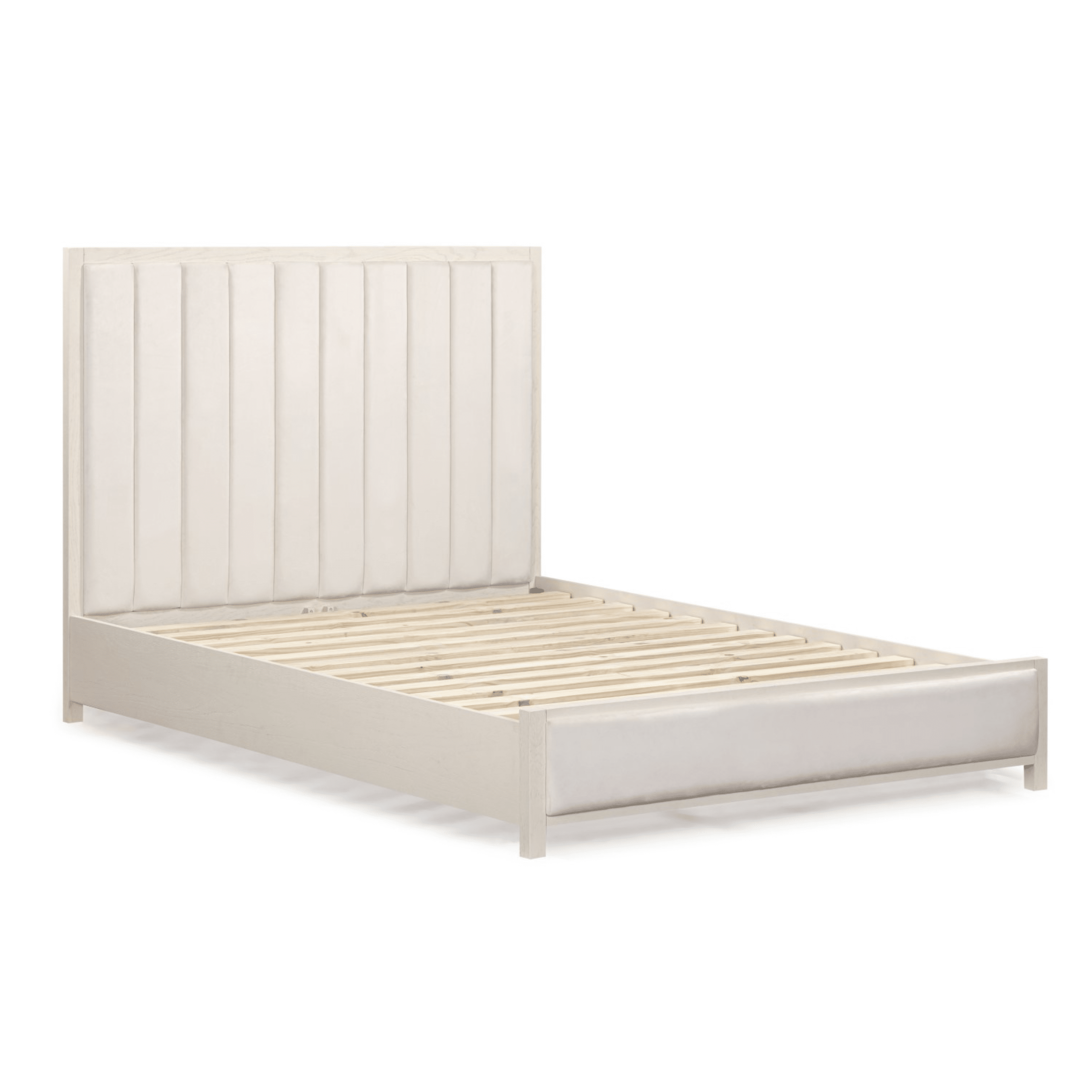 Soho Cream Velvet Bed with Cream Wood Frame – Rowen Homes