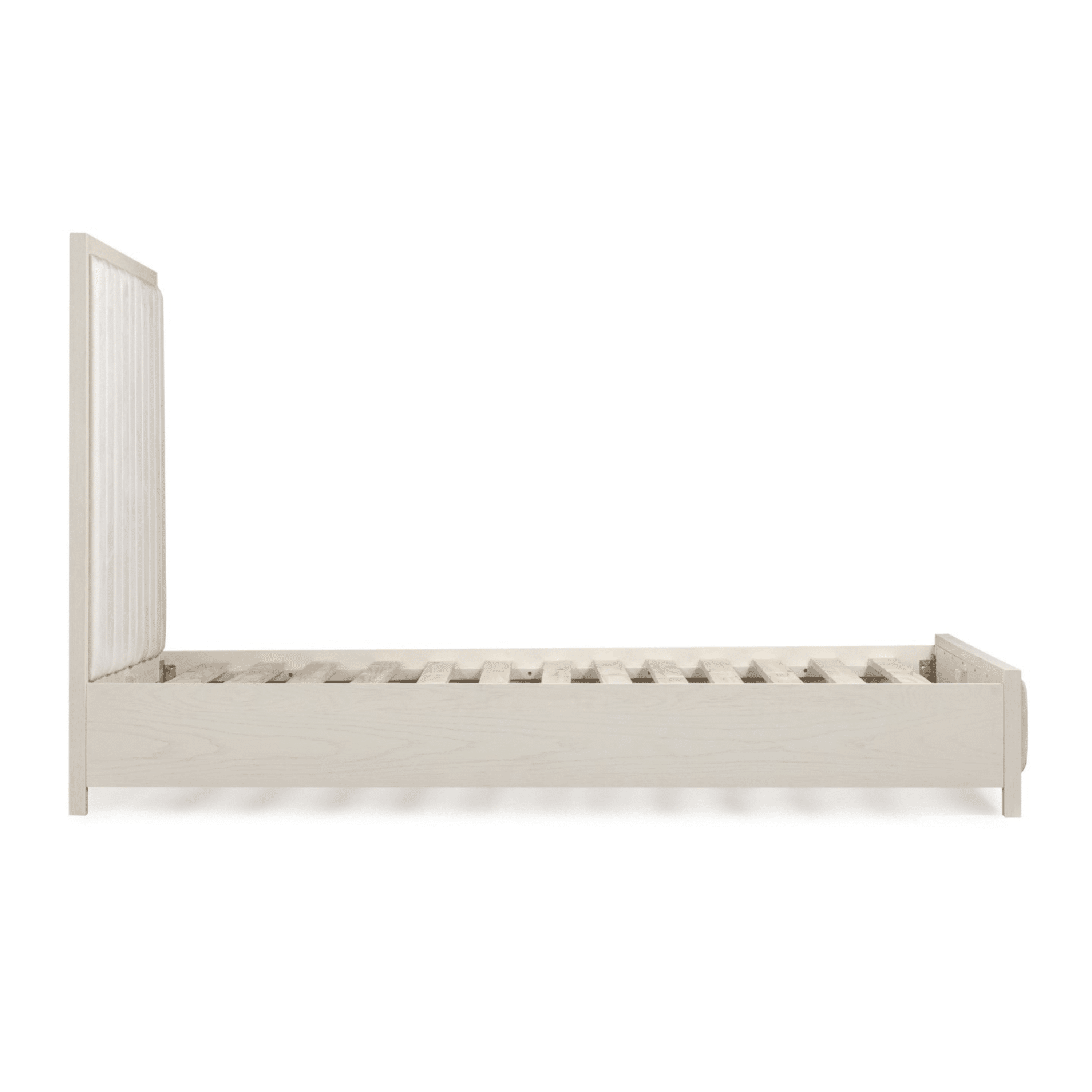 Soho Cream Velvet Bed with Cream Wood Frame – Rowen Homes