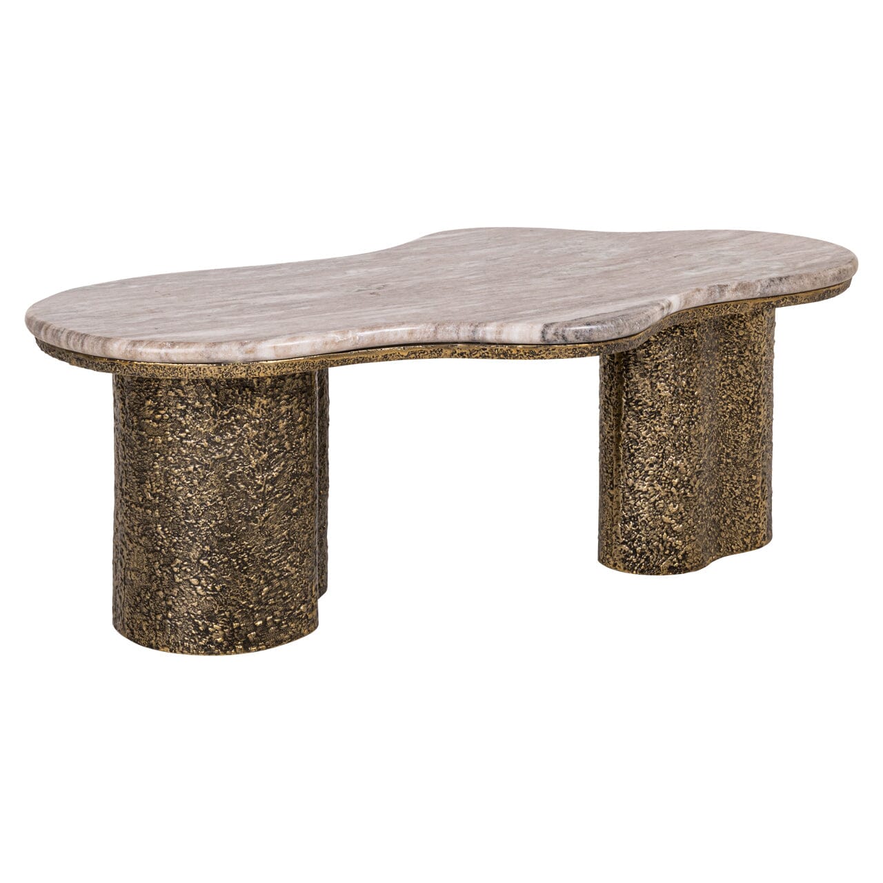 Rolter Neutral Marble Coffee Table with Brushed Brass Base – Rowen Homes
