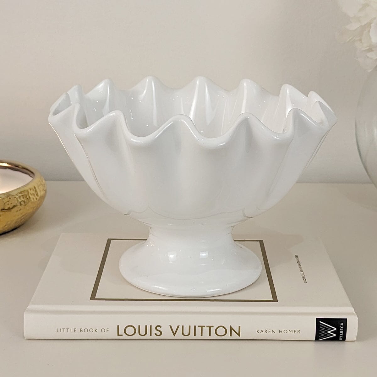 Rothesay White Ruffled Effect Ceramic Bowl – Rowen Homes