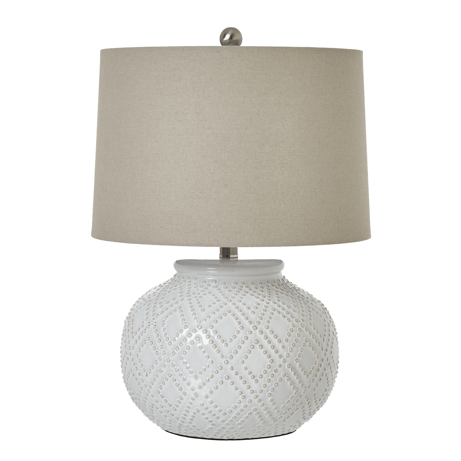 Sanderson Ceramic Beaded Rounded Table Lamp with Linen Shade – Rowen Homes