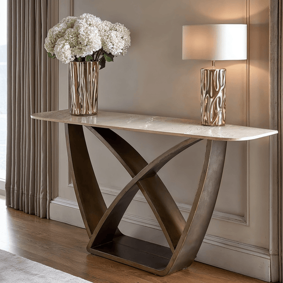 Shop Sarzana Bronze Console Table with Stone Top – Rowen Homes
