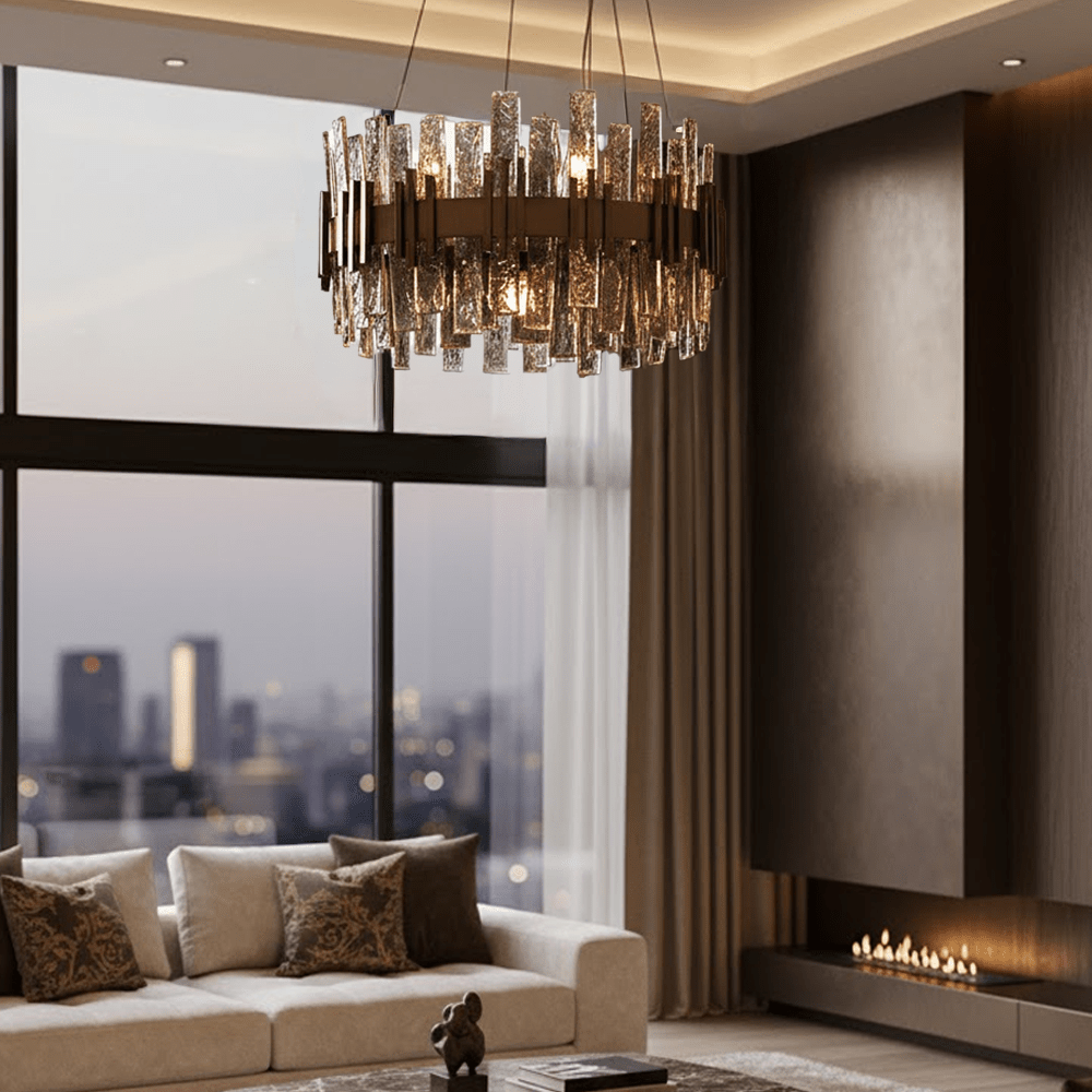 Selestia Large Aged Brass & Glass Statement Ceiling Light – Rowen Homes
