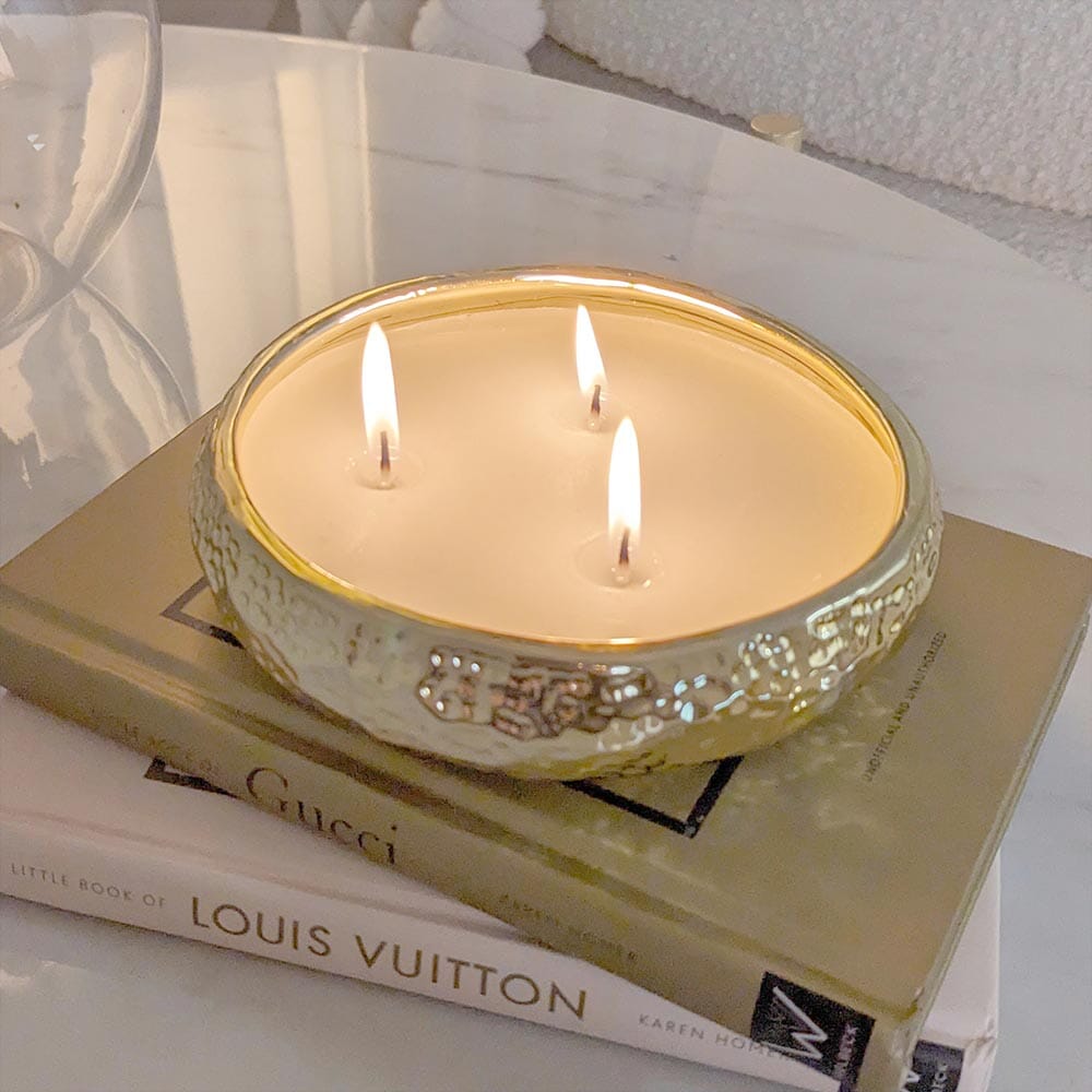 Set of 2 Aeolian Gold Candles - Glamorous Home Glow – Rowen Homes