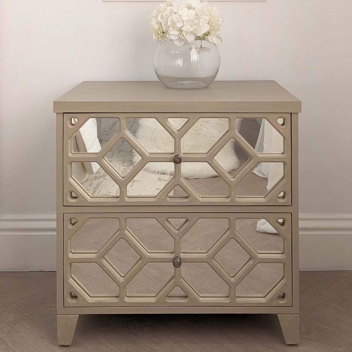 Sienna Whitewash 2 Drawer Bedside Table – Rowen Homes