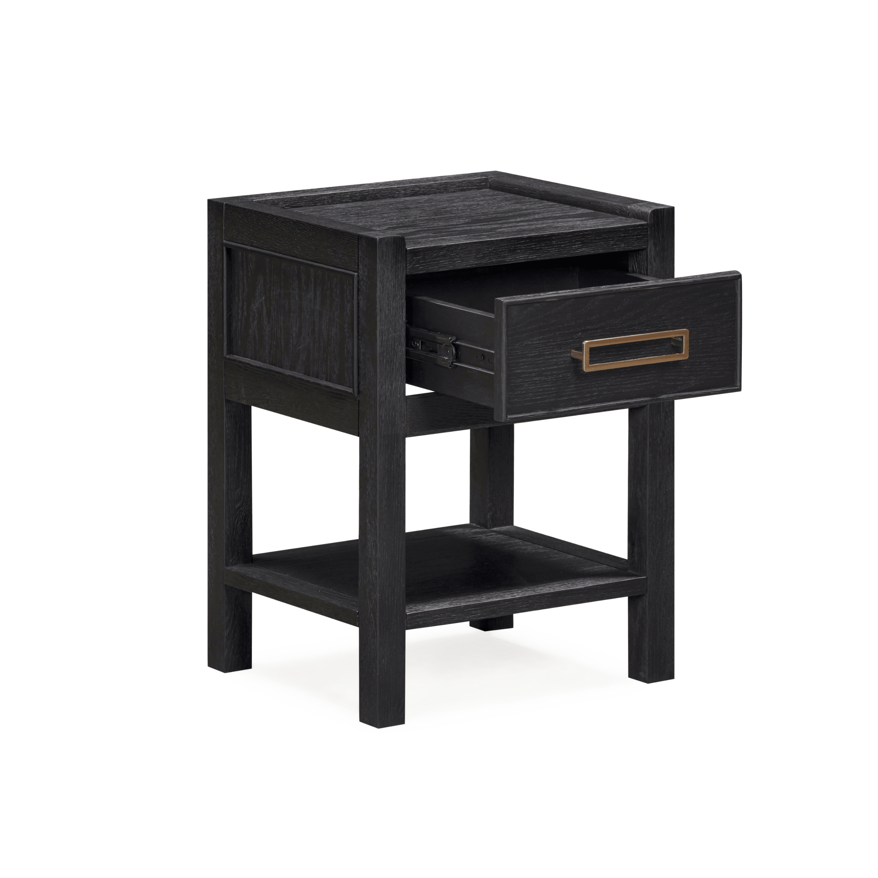Soho Black Oak Veneer 1 Drawer Bedside Table – Rowen Homes