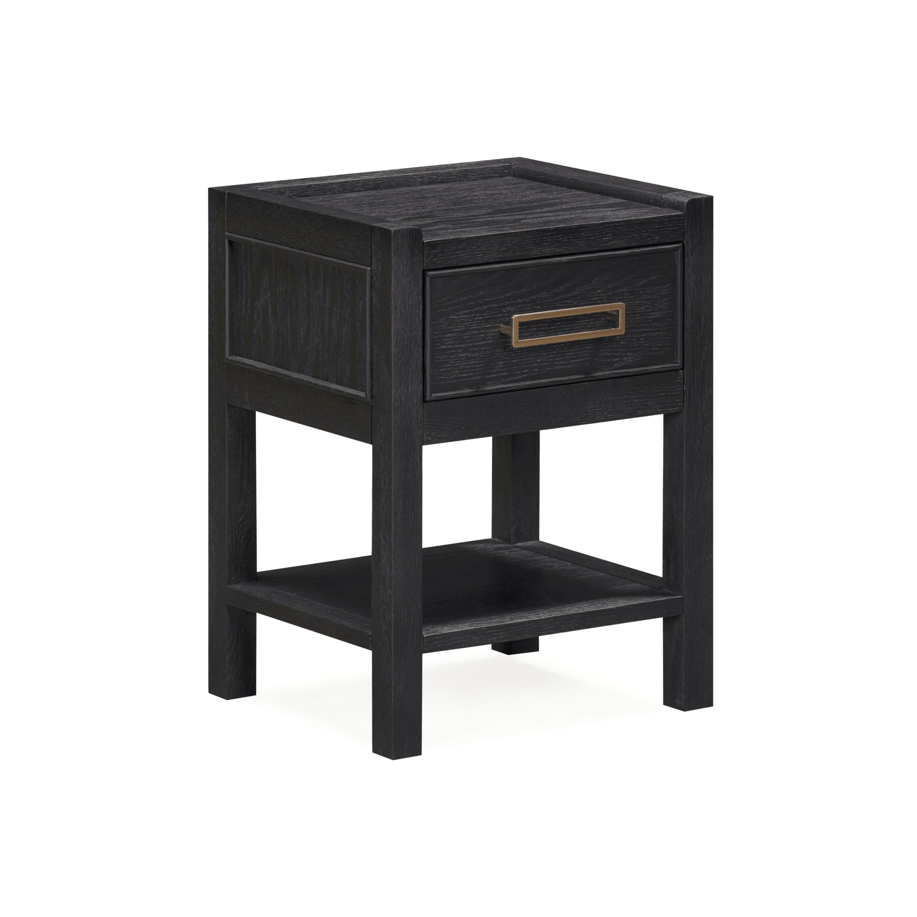 Soho Black Oak Veneer 1 Drawer Bedside Table – Rowen Homes