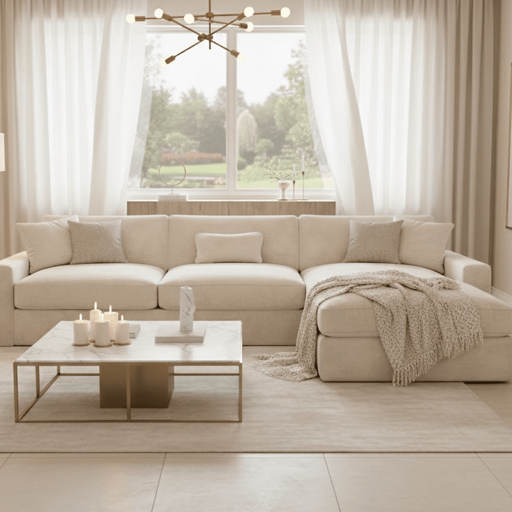 Tribeca Cream Velvet Medium Left Hand Facing Chaise End Sofa – Rowen Homes
