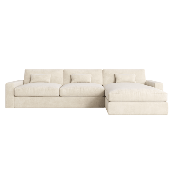Tribeca Cream Velvet Medium Left Hand Facing Chaise End Sofa – Rowen Homes