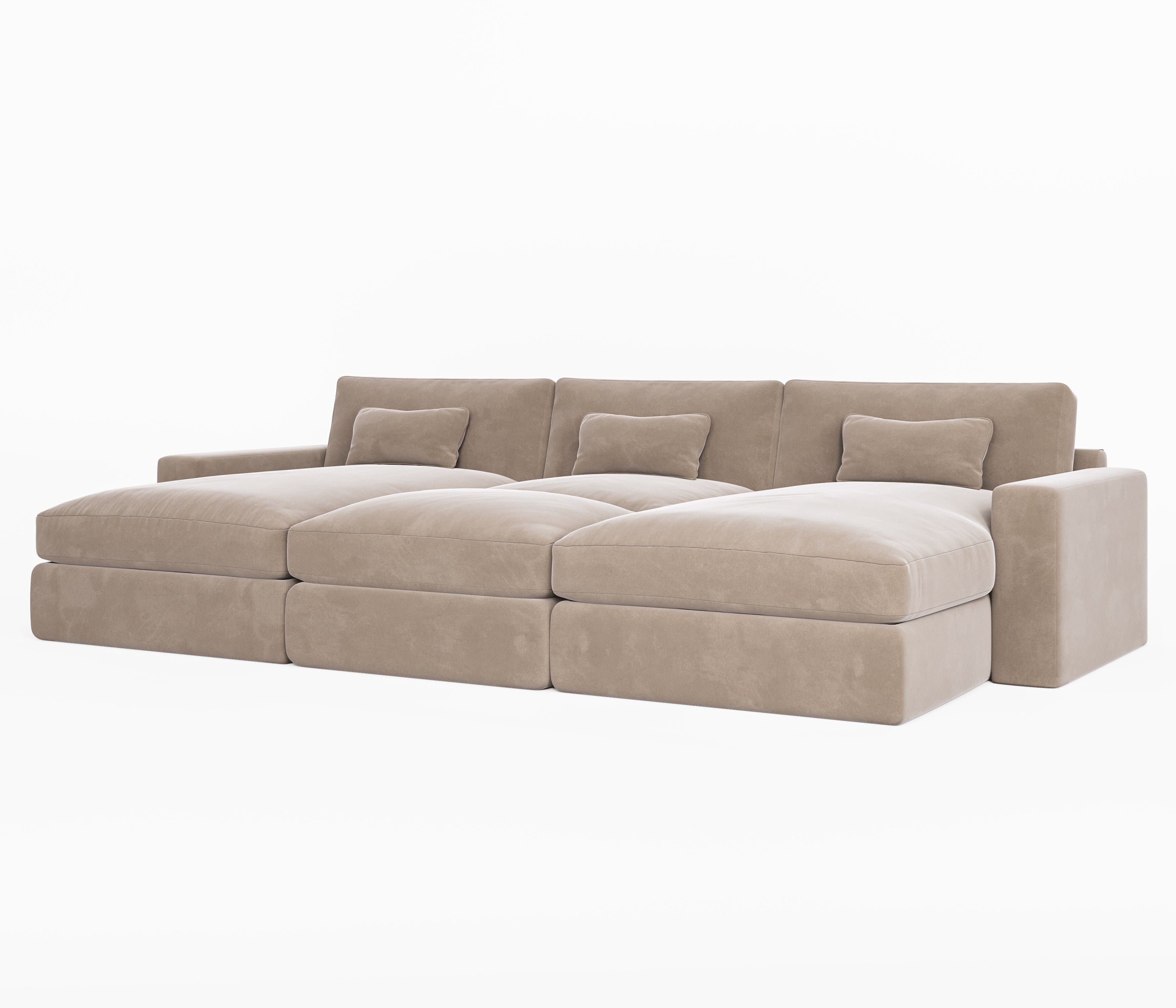 Tribeca Mink Velvet Large U Shape Sofa with Footstool – Rowen Homes