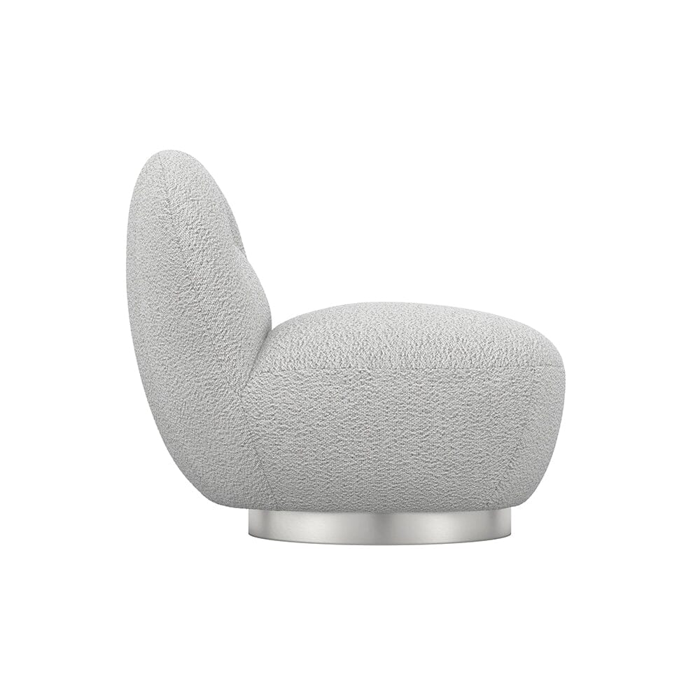 Tula Grey Upholstered Boucle Accent Chair with Silver Base – Rowen Homes